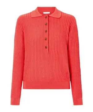 BLAZÉ MILANO Cable Knit Polo Collar Sweater - Red