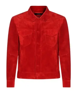 TOM FORD Snap Front Jacket - Red