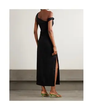 SIR. Twisted Ruched Linen Midi Dress