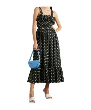 La DoubleJ Lemon Print Ruffled Midi Dress