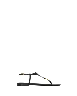 Saint Laurent Cassandra Logo Plaque Flat Sandals