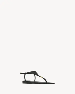 Saint Laurent Cassandra Logo Plaque Flat Sandals