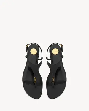Saint Laurent Cassandra Logo Plaque Flat Sandals
