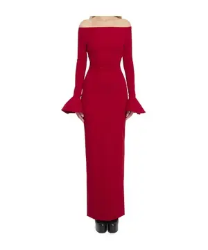 Solace London Anica Fla-cuff Maxi Dress - Red