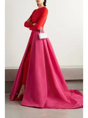 Carolina Herrera Convertible Color-blocked Silk Satin Gown