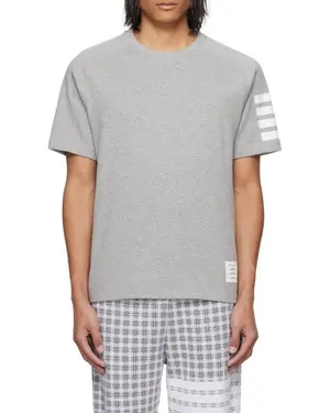 Thom Browne 4-bar Stripe Crewneck T-shirt - Light Gray