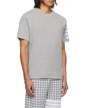 Thom Browne 4-bar Stripe Crewneck T-shirt - Light Gray
