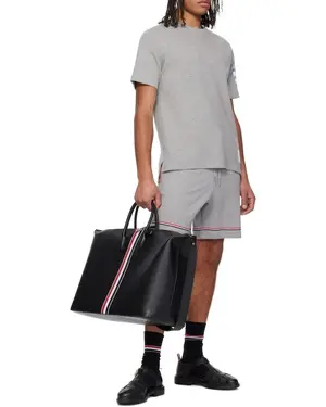Thom Browne 4-bar Stripe Crewneck T-shirt - Light Gray
