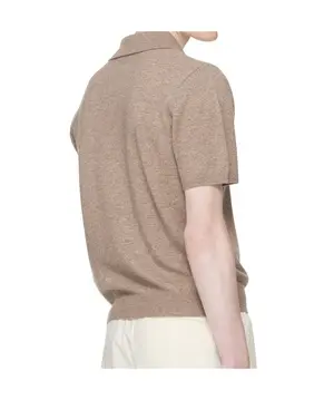 ENTIRE STUDIOS Short Sleeve Knit Polo - Camel