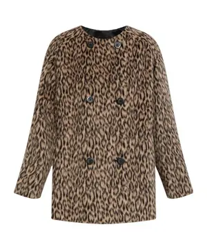 Emporio Armani Leopard Print Double-breasted Coat
