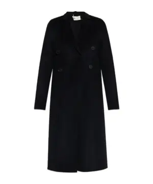 Tory Burch Double-breasted Coat With Notched Lapel - Black
