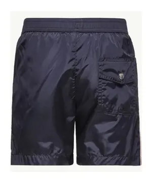 Moncler Tricolor-trimmed Swim Shorts - Navy