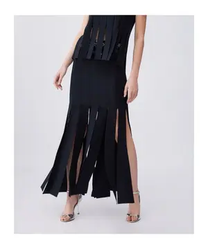 Liu Jo High-waisted Fringed Knit Skirt