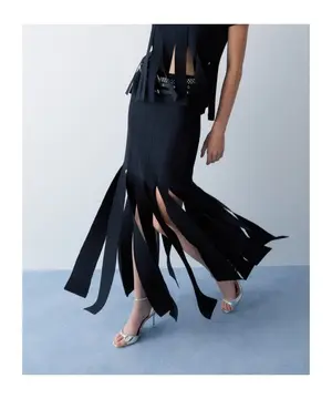 Liu Jo High-waisted Fringed Knit Skirt