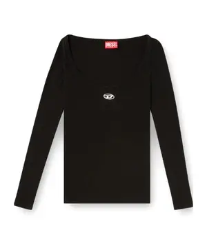 DIESEL® Oval-d Long Sleeved Ribbed Top - Black