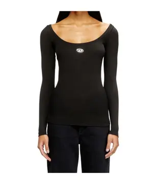 DIESEL® Oval-d Long Sleeved Ribbed Top - Black
