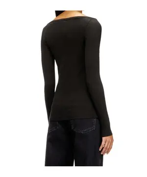 DIESEL® Oval-d Long Sleeved Ribbed Top - Black