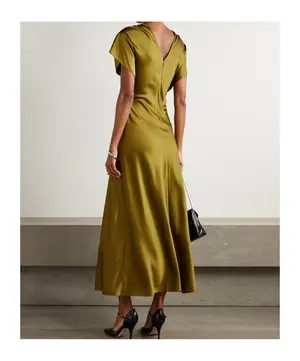 Veronica Beard Redgrave Silk-blend Satin Maxi Dress - Forest Green