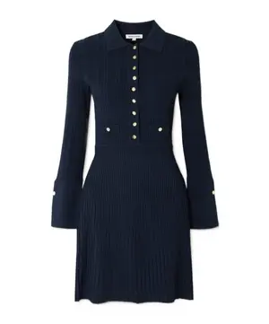 Veronica Beard Lauper Ribbed-knit Mini Dress - Navy