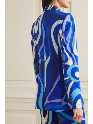 Emilio Pucci Printed Wool Blend Suit Jacket