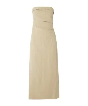 Tove Sabella Strapless Gathered Linen Midi Dress - Stone