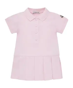 Moncler Pleated Short Sleeve Polo Dress - Light Pink