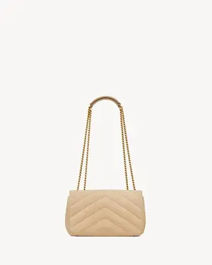 Saint Laurent Loulou Logo Plaque Small Shoulder Bag - Soft Beige