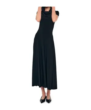 Norma Kamali Cowl Hooded Flared Dress