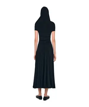 Norma Kamali Cowl Hooded Flared Dress