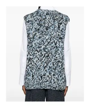 GANNI Embroidered Knit Vest - Gray
