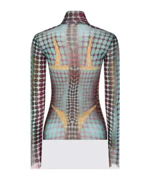 JEAN PAUL GAULTIER High Neck Printed Long Sleeve T-shirt - Gray