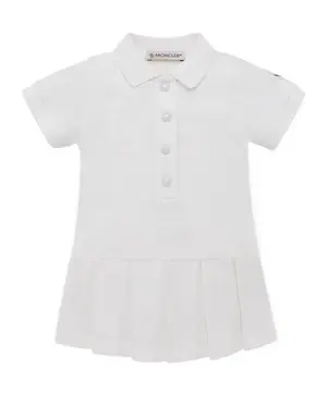 Moncler Pleated Short-sleeved Polo Shirt Dress - White