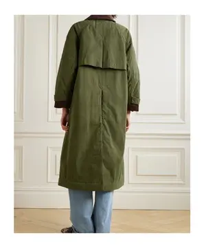 Veronica Beard Dietz Corduroy-trimmed Waxed Cotton-blend Coat