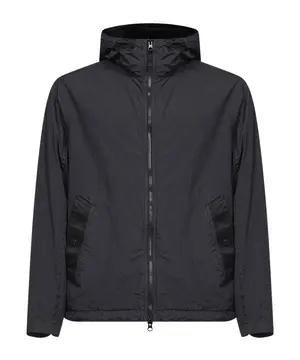 Stone Island Logo Patch Hooded Jacket - Black