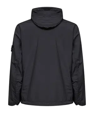 Stone Island Logo Patch Hooded Jacket - Black