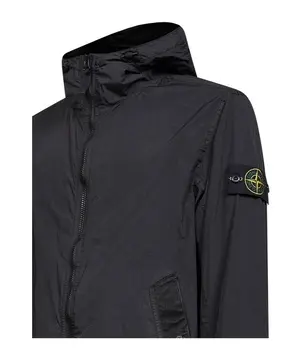 Stone Island Logo Patch Hooded Jacket - Black