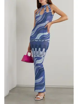 Emilio Pucci Printed Halterneck Maxi Dress
