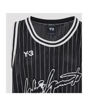 Y3 Sleeveless Striped Basketball Tank Top