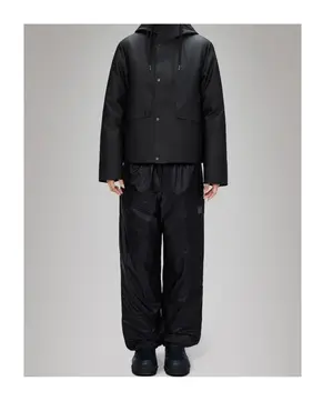 Rains Snap-button Hooded Padded Jacket - Black
