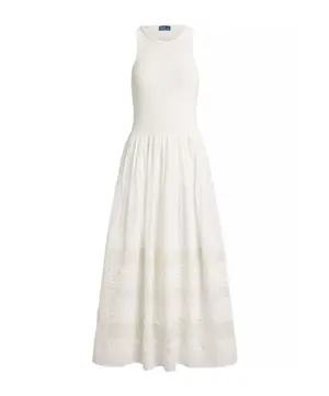 Polo Ralph Lauren Sleeveless Fit & Flare Lace Trimmed Dress - No