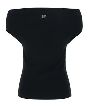 SEMICOUTURE Off-shoulder Knit Top - Black