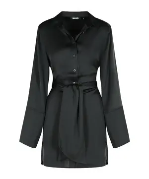 ROTATE BY BIRGER CHRISTENSEN Mini Shirt Dress With Belted Waist And Long Sleeves