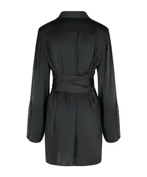 ROTATE BY BIRGER CHRISTENSEN Mini Shirt Dress With Belted Waist And Long Sleeves