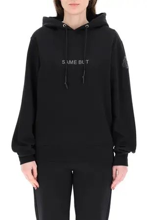 Moncler Slogan Print Hoodie - Black