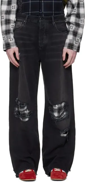 Amiri Flannel Repair Baggy Jeans