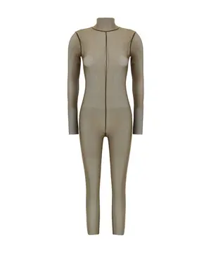 Norma Kamali Turtle Neck Semi-transparent Jumpsuit - Bark