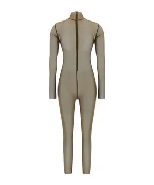 Norma Kamali Turtle Neck Semi-transparent Jumpsuit - Bark
