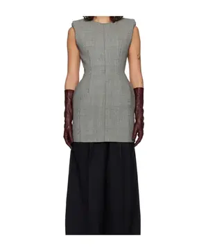 MUGLER Shoulder Pad Brooch Dress