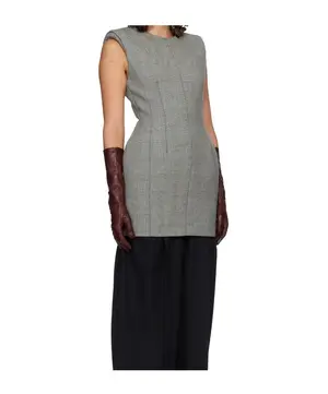 MUGLER Shoulder Pad Brooch Dress