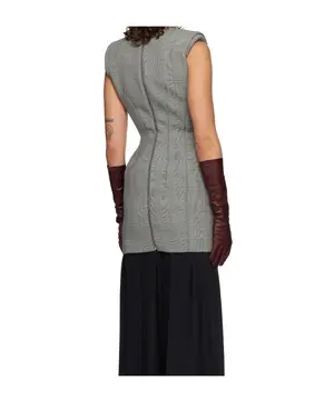 MUGLER Shoulder Pad Brooch Dress